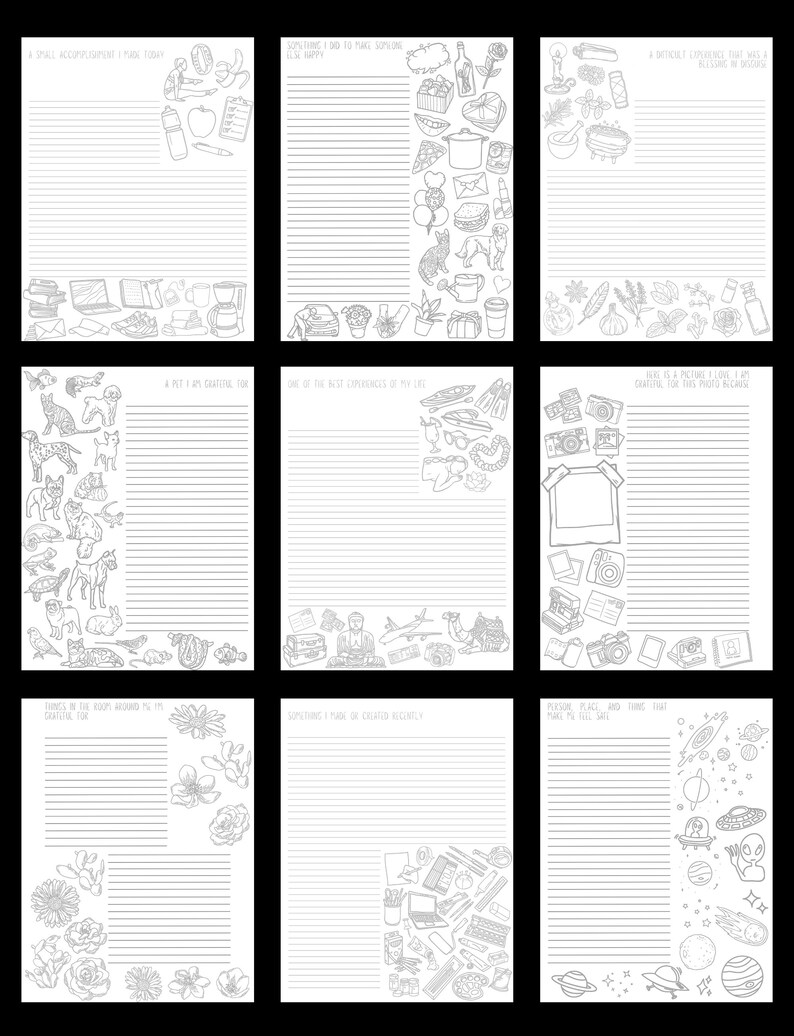 50 Page Digital Download Coloring Journal for Gratitude and Mindfulness ...