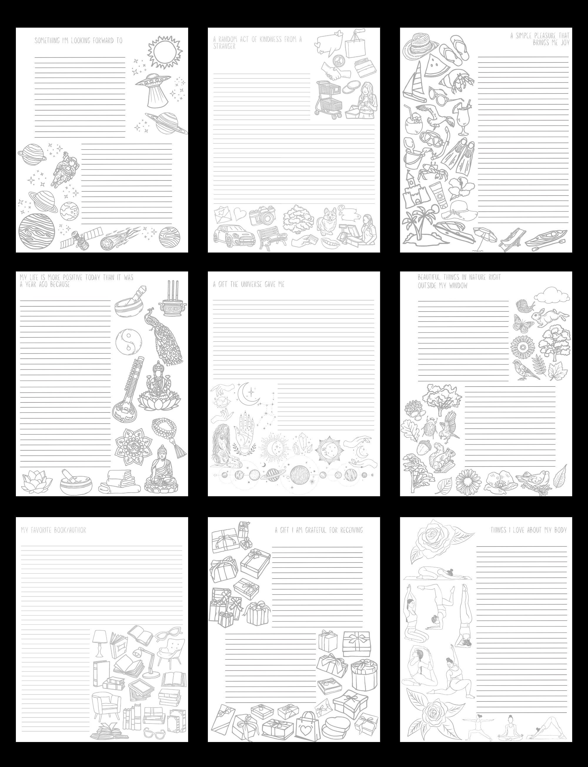 50 Page Digital Download Coloring Journal for Gratitude and Mindfulness ...