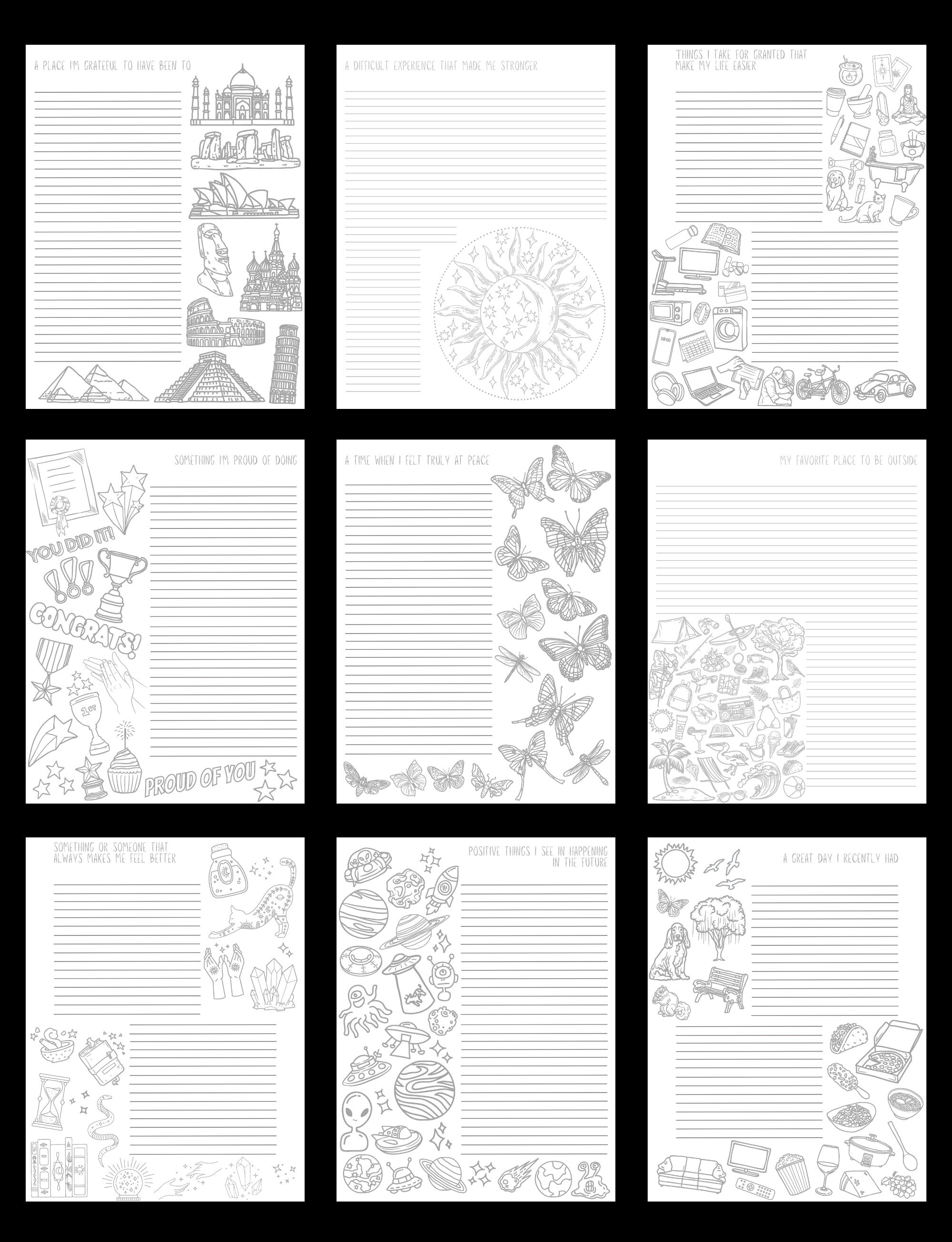 50 Page Digital Download Coloring Journal for Gratitude and Mindfulness ...