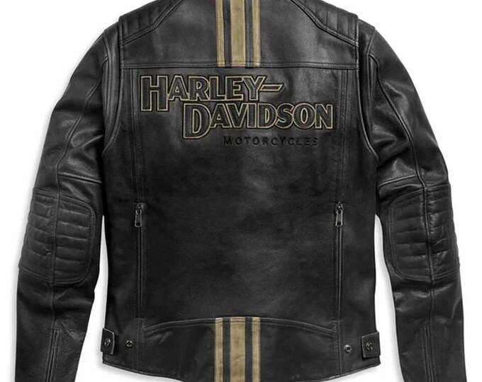 New Harley Davidson Men's Genuine Motorcycle Black Leather Biker Jacket ...