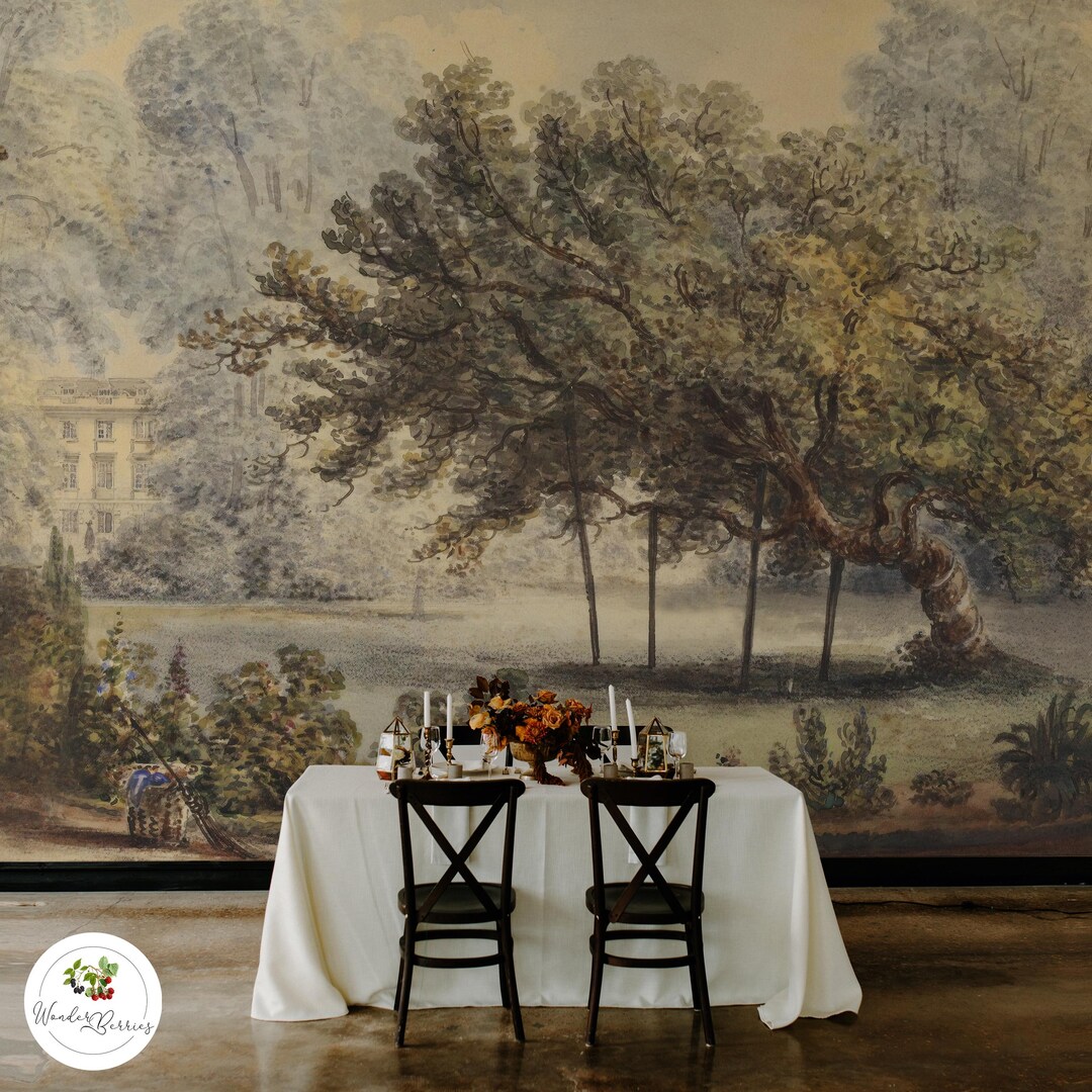 English Garden Wallpaper, Vintage Forest Wall Mural, British Mural ...