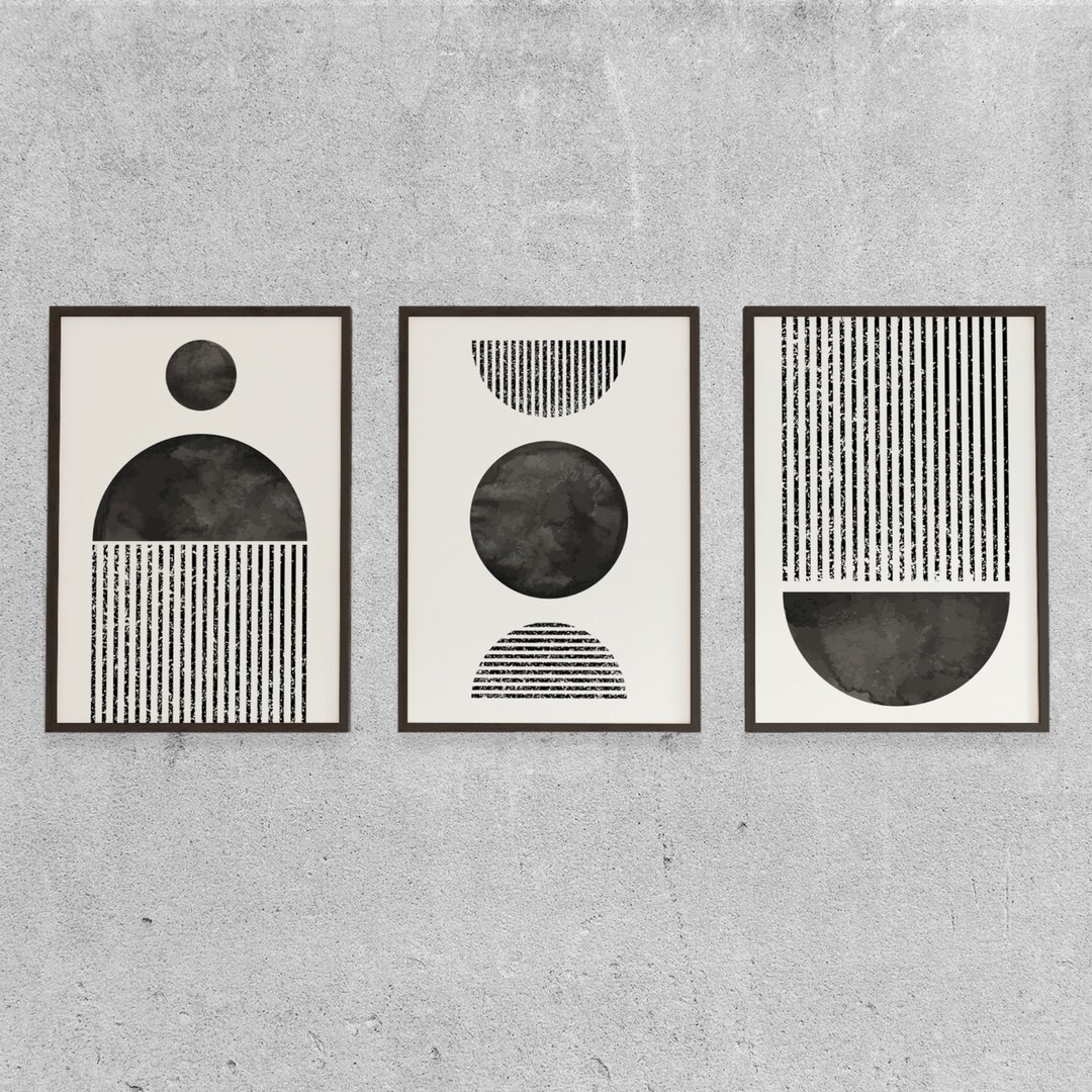 Colorless Posters, Set 3 Wall Art, Black and White Bauhaus Unframed ...