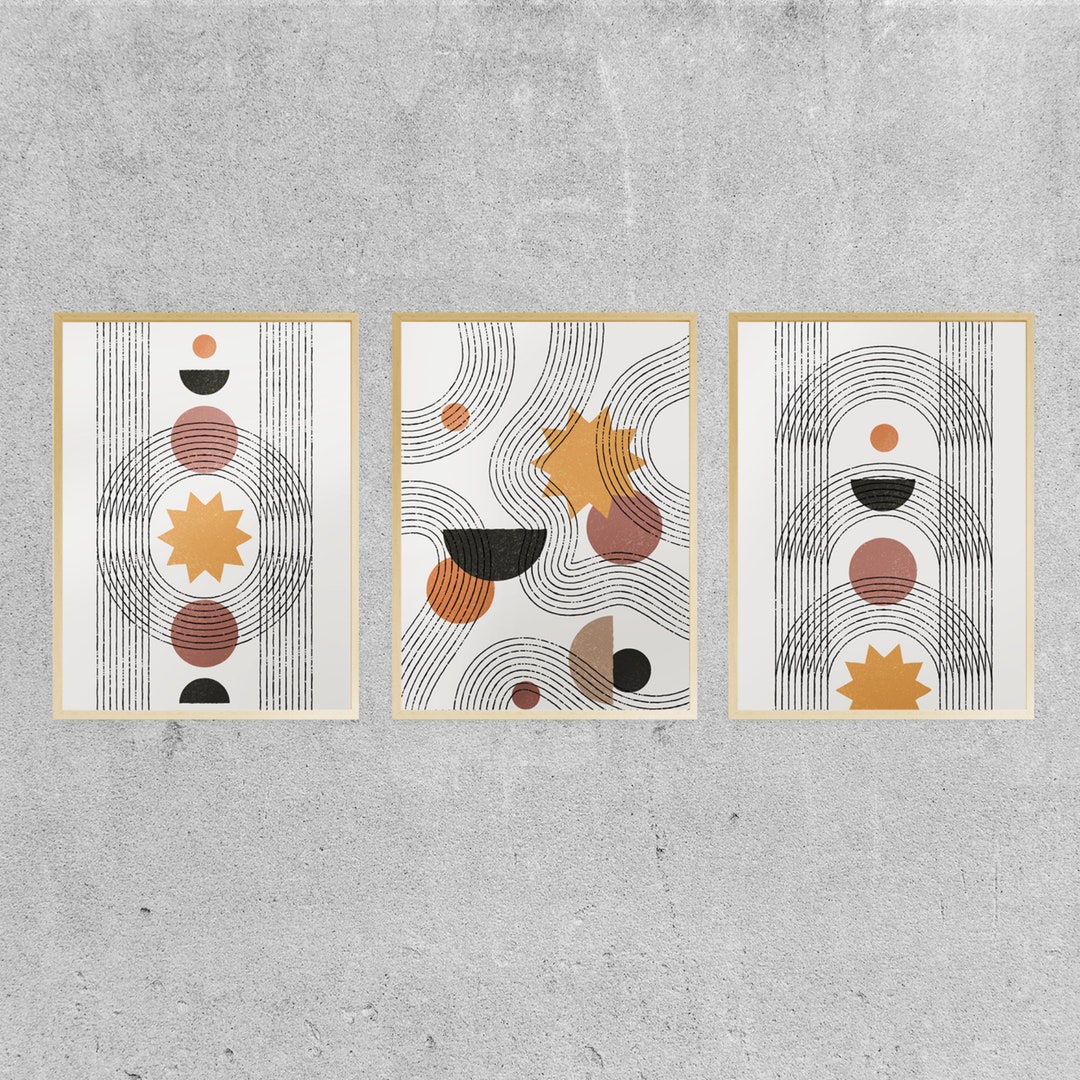 Stars and Shapes Posters 3 Piece Wall Art Fine Art Modern - Etsy