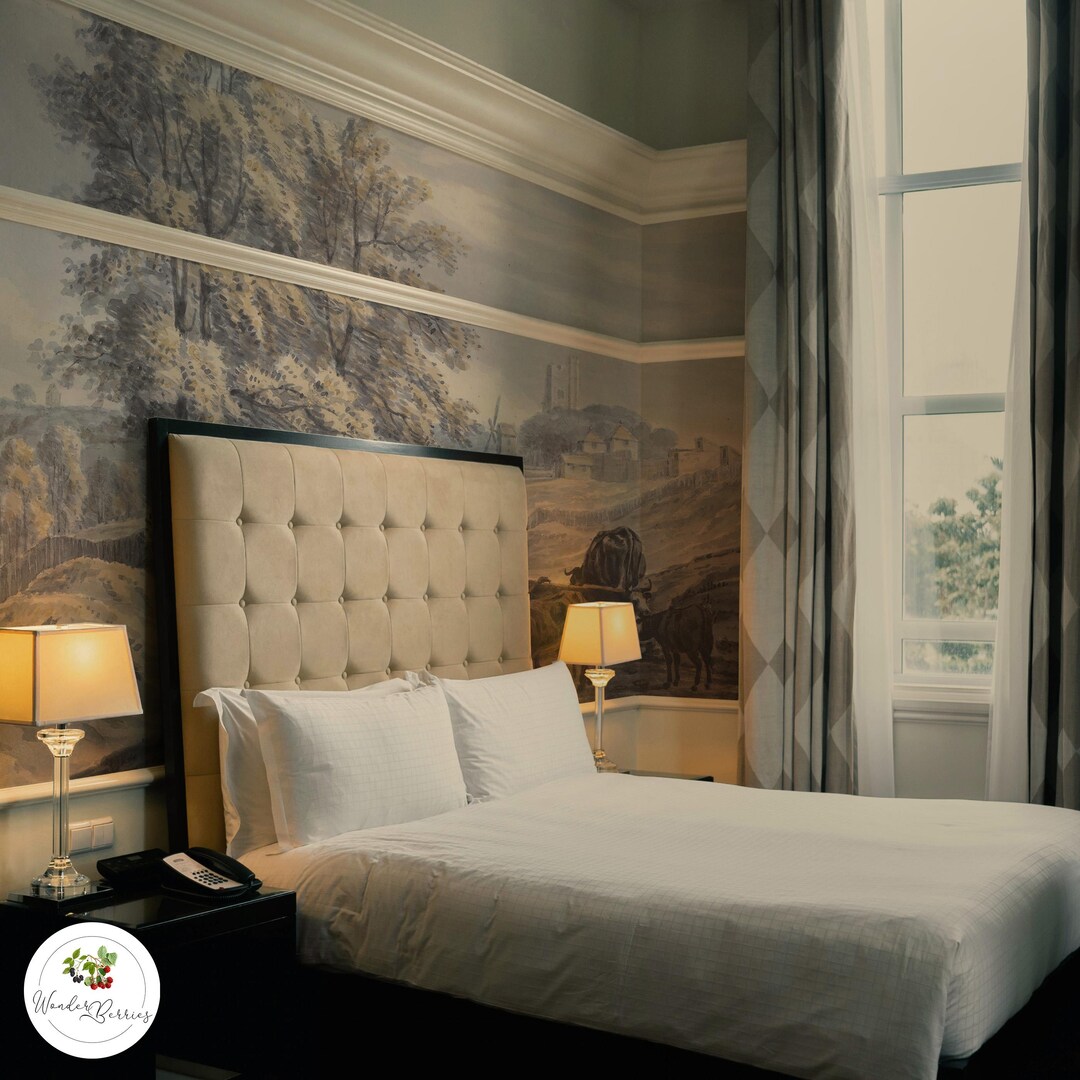 Rustic Countryside Wallpaper, Pastoral Landscape Mural, Traditional ...