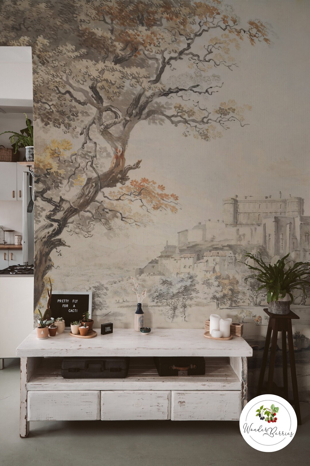 Rustic Pastoral Wallpaper, Peel and Stick Wallpaper, Majestic Castle ...