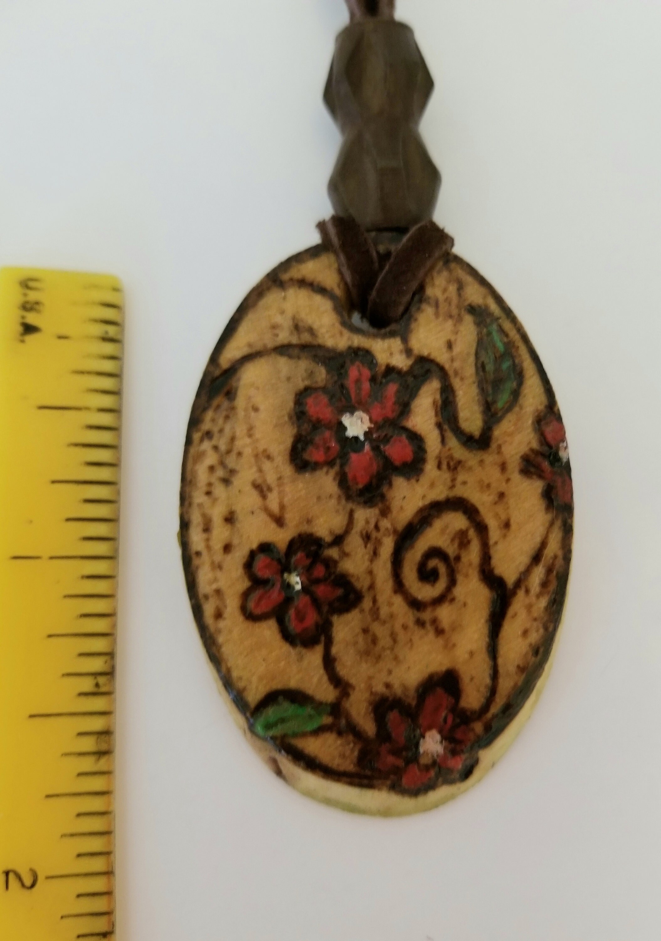 Wood Burning Pendant Necklace Flowers on Vine 1 3/4 by 1 1/4 - Etsy