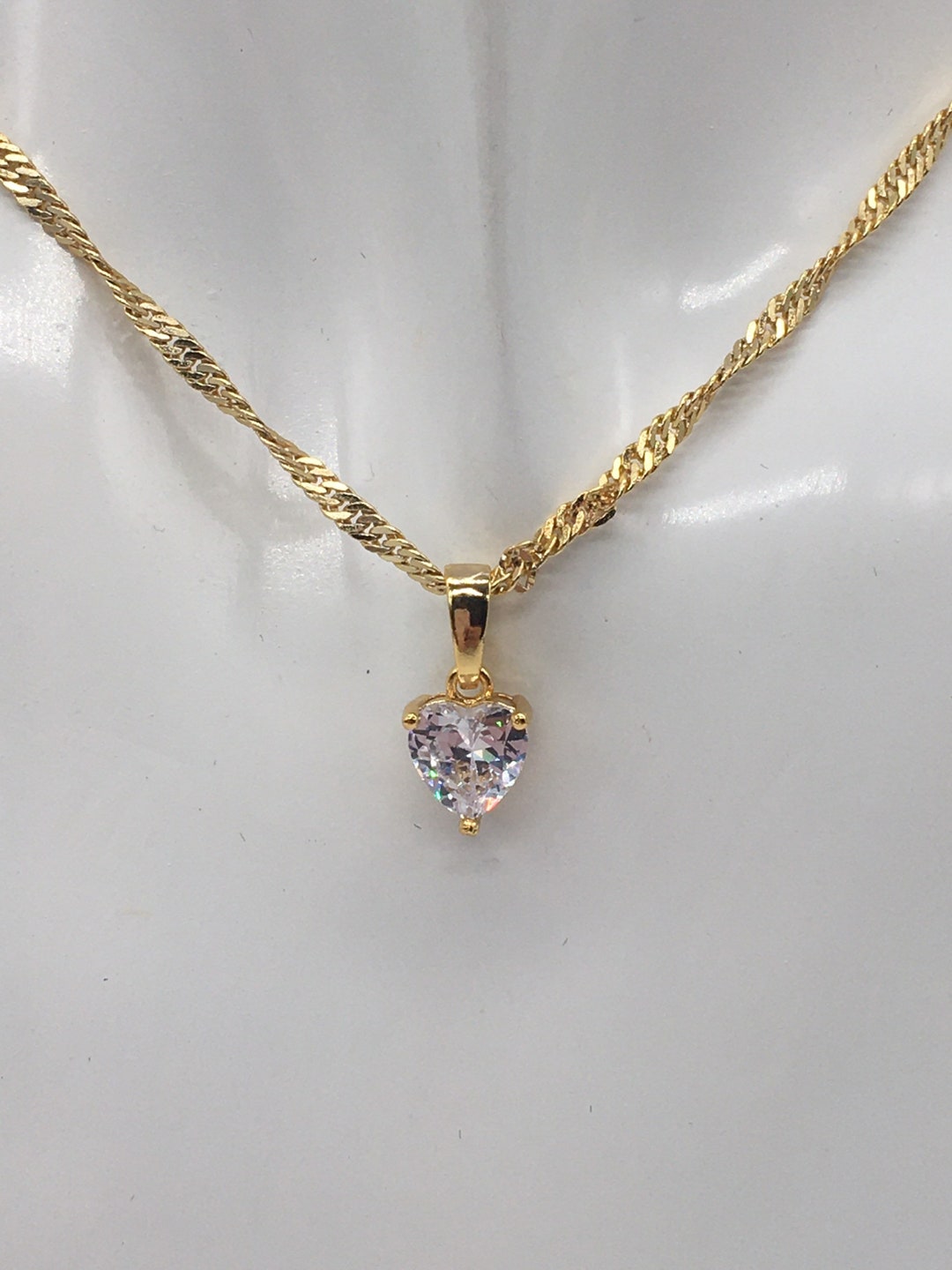 18ct 18k Ladys Womans Gold Filled Wave Chain With Swarovski Crystal ...
