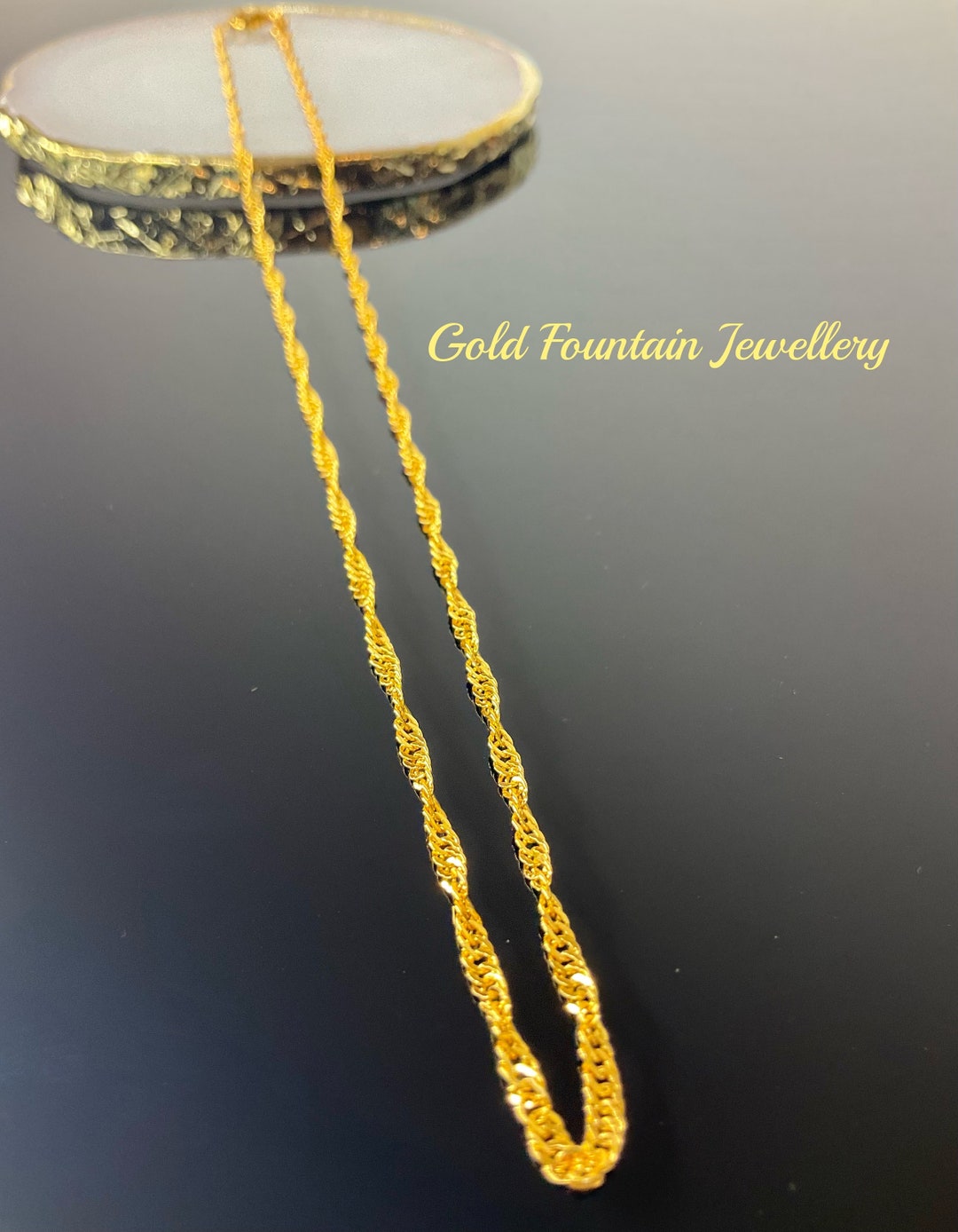 24ct 24k Gold Filled 45cm Singapore Wave Chain Necklace Ref:-55 - Etsy