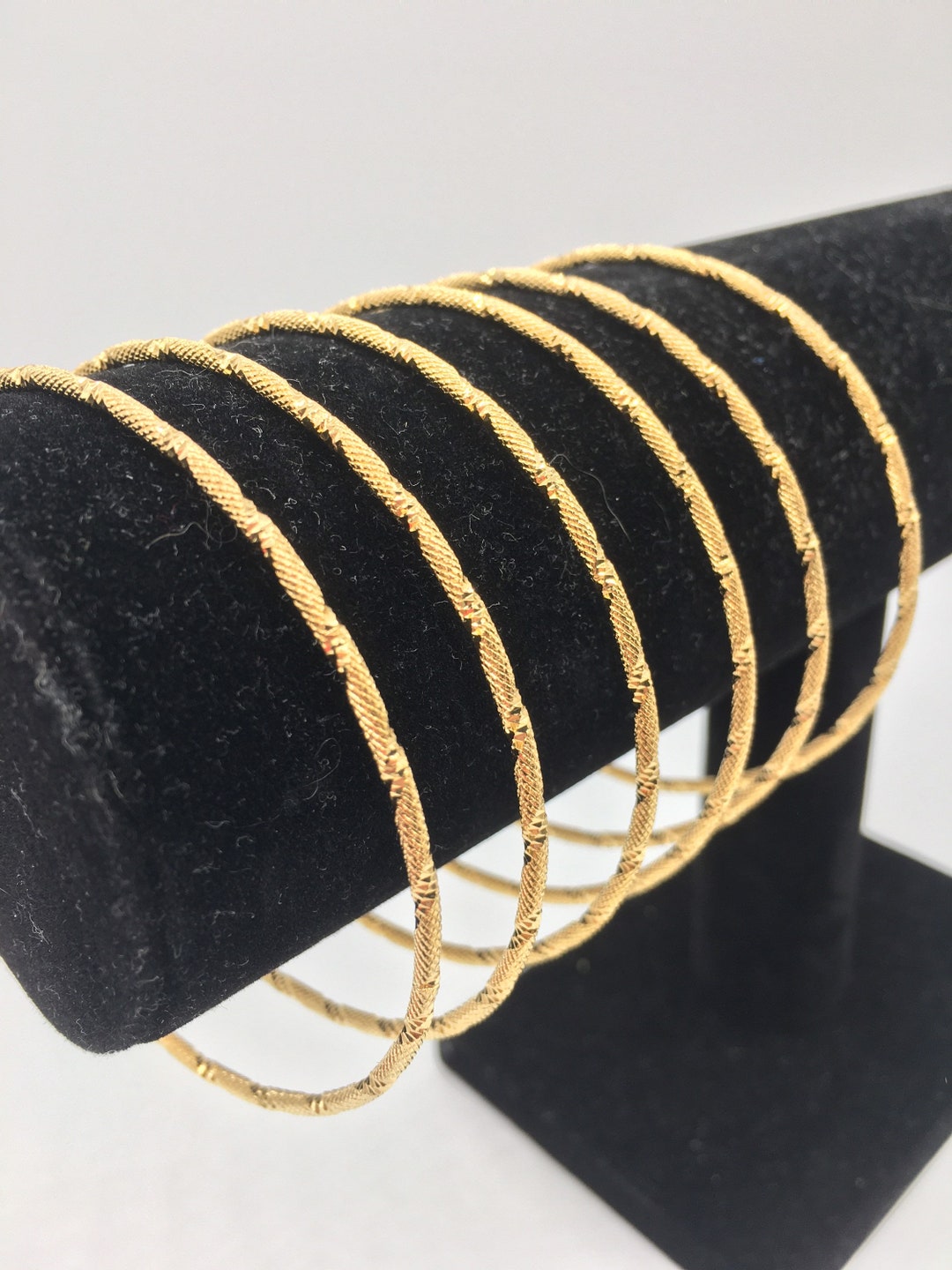 18K, 18ct, 18 Carat Set of 6 Lady’s Gold Filled Bangles, Bracelet, Size ...