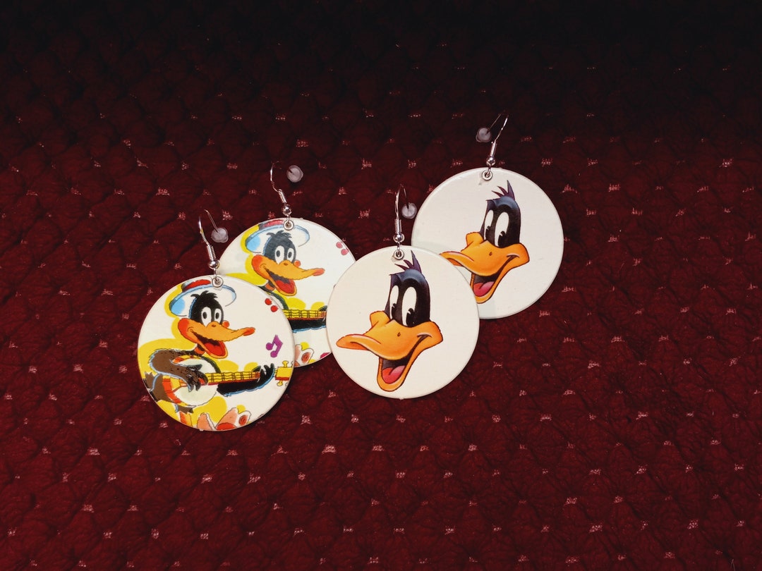 2 Pairs of Daffy Duck Pog Earrings, Made With Authentic 90's Pogs - Etsy