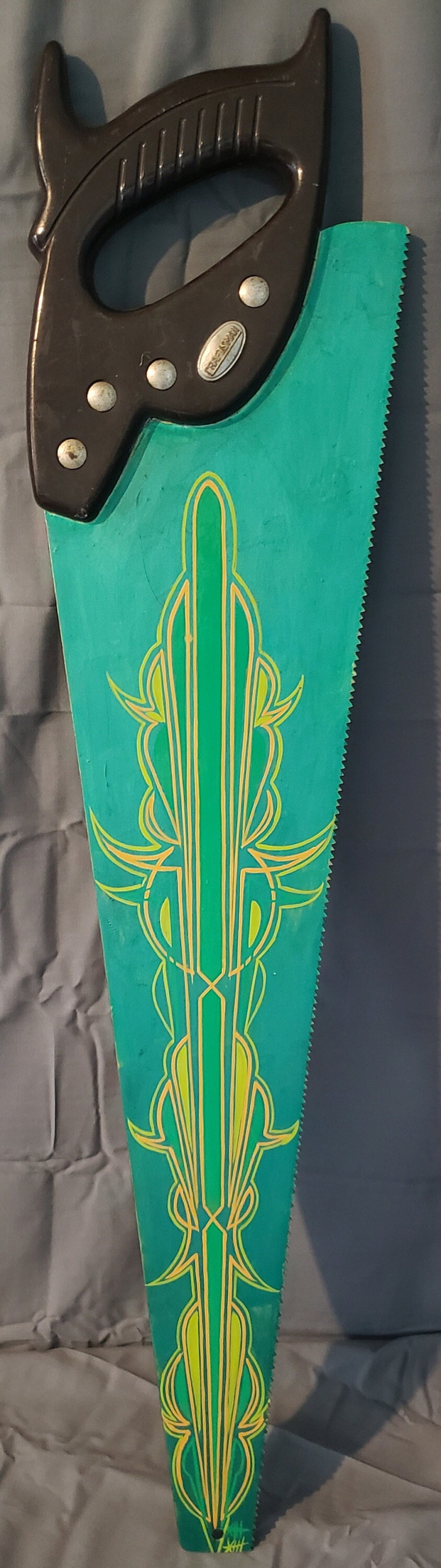 Green Pinstriped Saw - Etsy