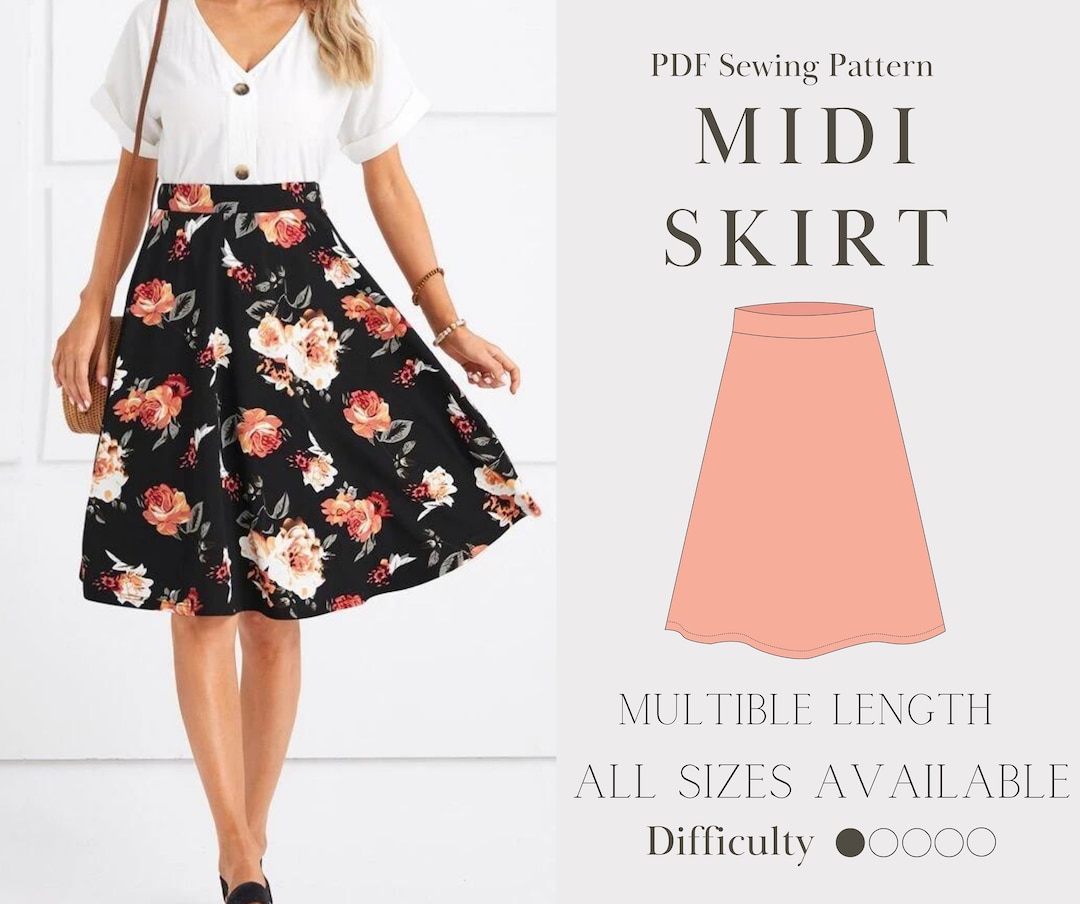 BEST Flared Skirt PDF Pattern Printable Sewing Small Medium Large Extra ...