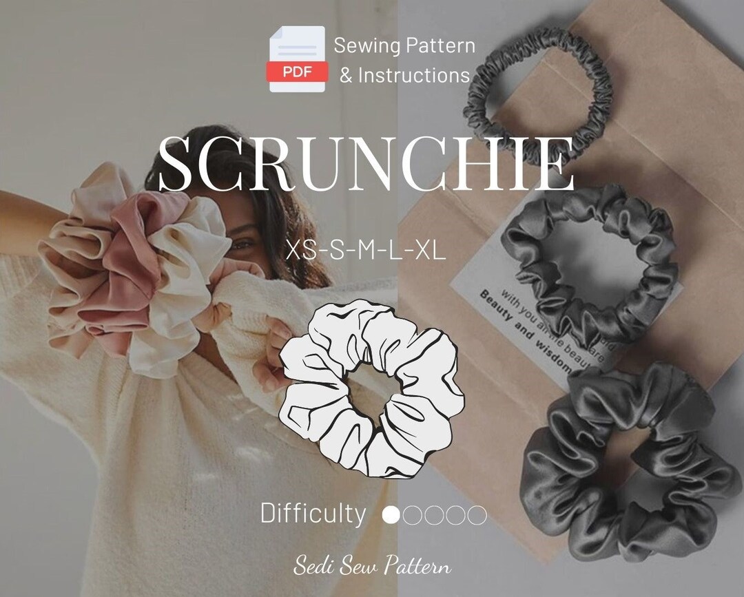 BEST Printable Scrunchie Pattern Easy PDF Tutorial DIY Scrunchie Sewing ...