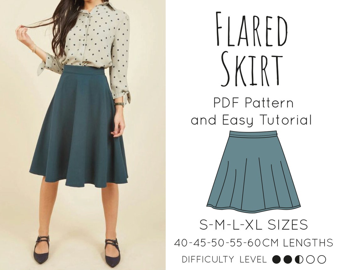 BEST Flared Skirt PDF Pattern Printable Sewing Small Medium - Etsy
