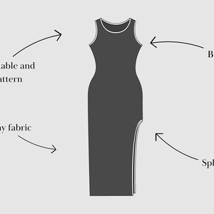 Binding Split Tight Tank Dress Sewing Digital Pdf Pattern - Etsy