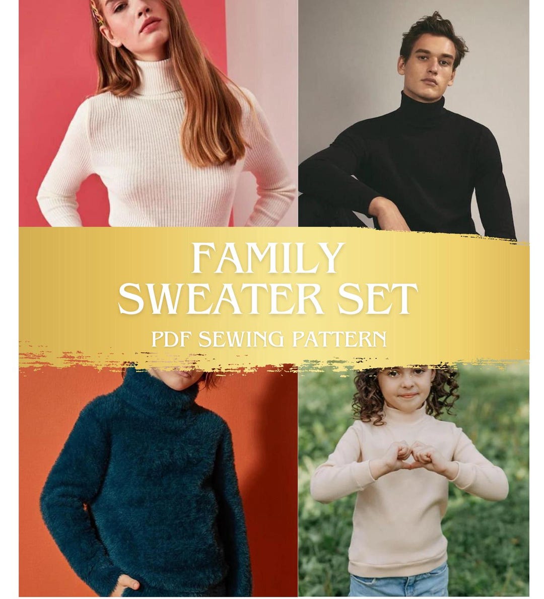 Family Turtleneck Sweater Pattern Set PDF Sewing Patterns - Etsy