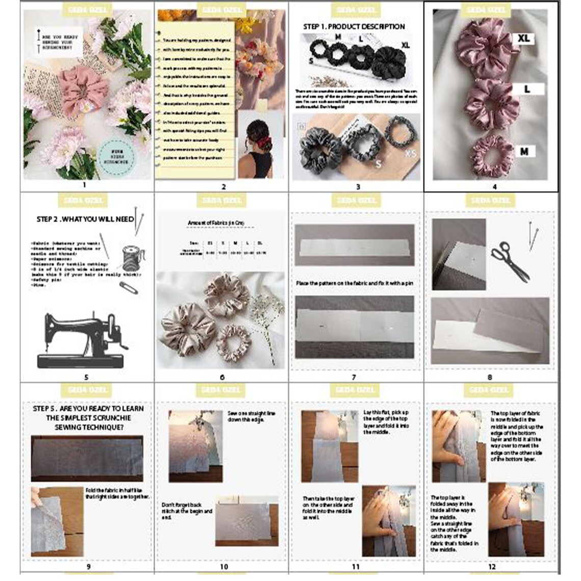 BEST Printable Scrunchie Pattern Easy PDF Tutorial DIY - Etsy