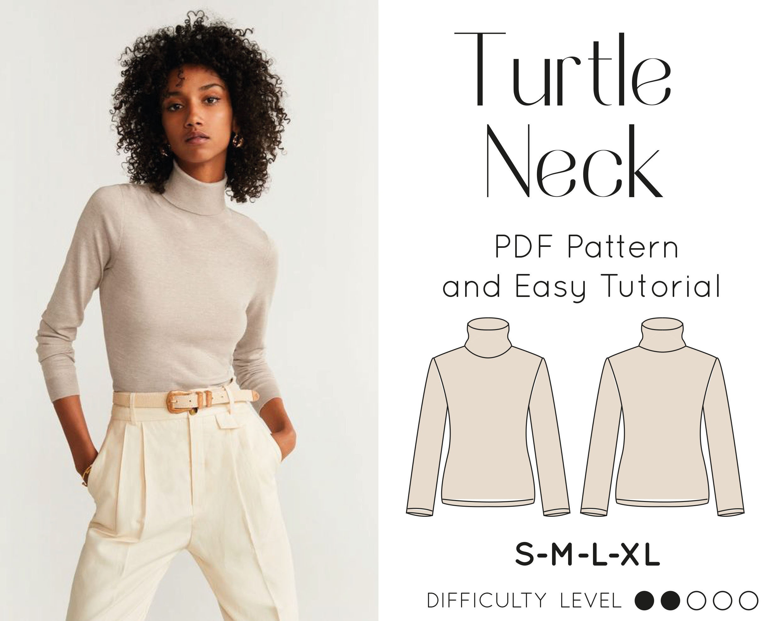 BEST Turtleneck Shirt Digital PDF Sewing Pattern and Easy - Etsy