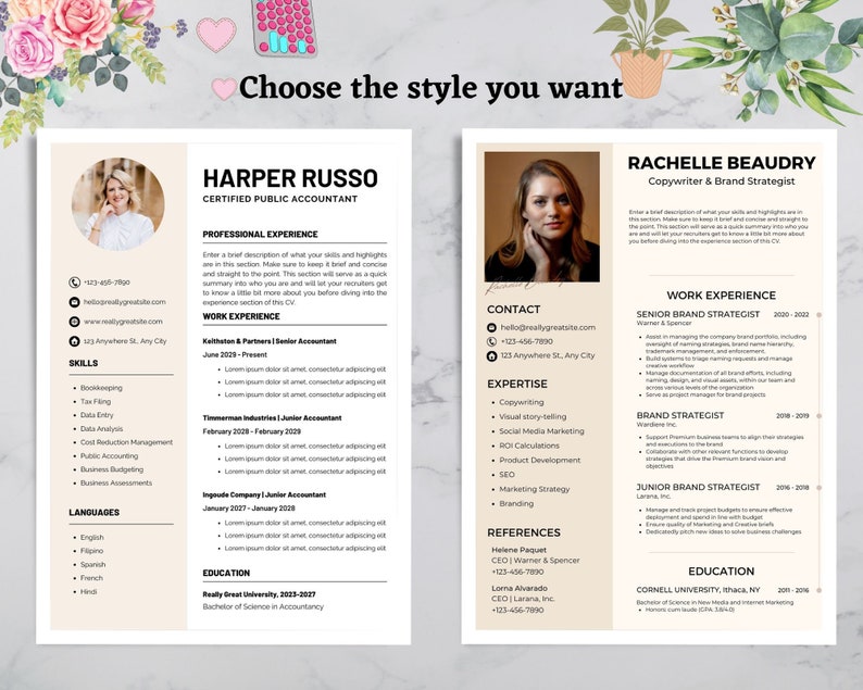 Editable Resume Template | INSTANT DOWNLOAD | Editable Resume | Modern ...