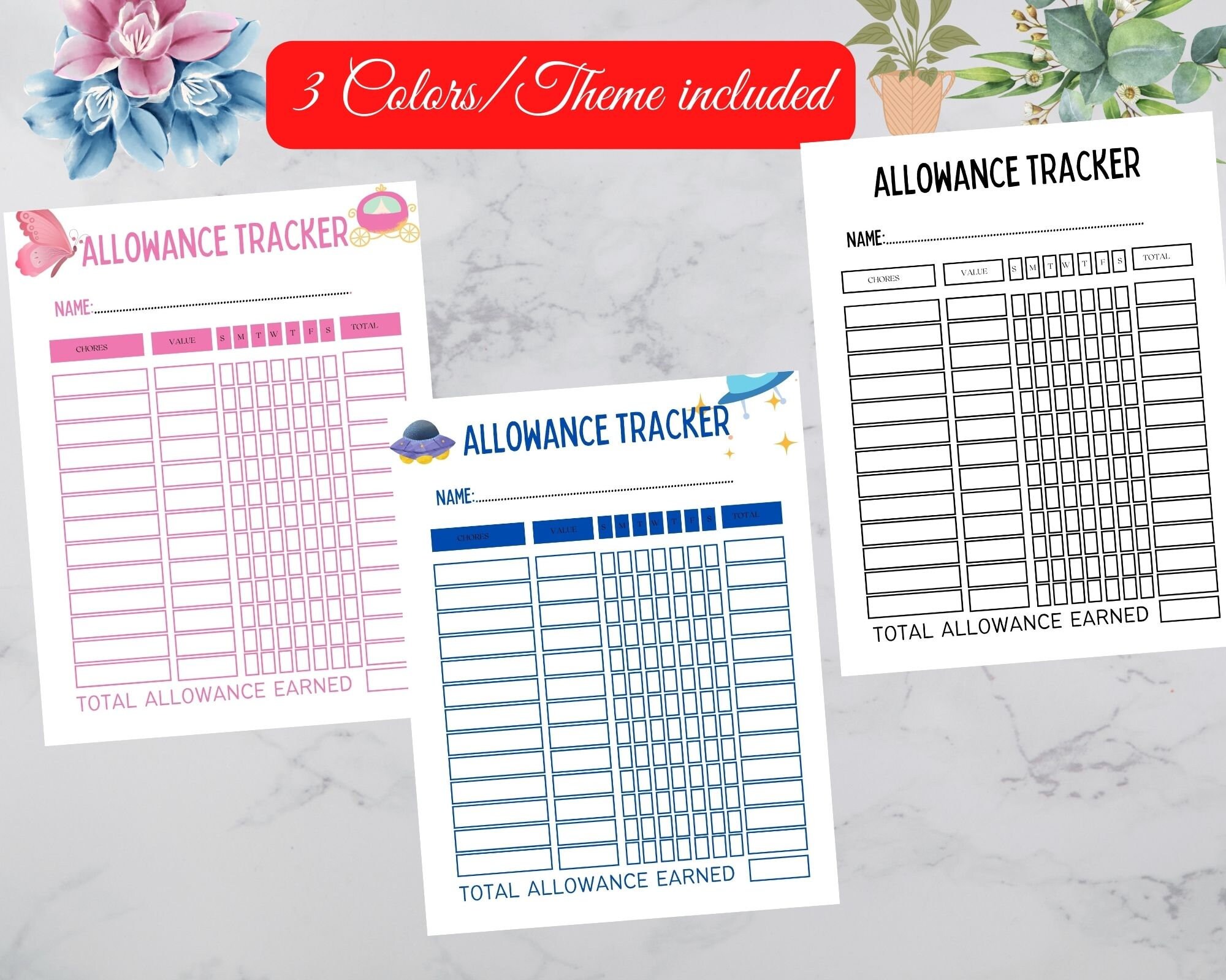 Allowance Tracker for Kids - Printable Weekly Allowance Chore Chart ...