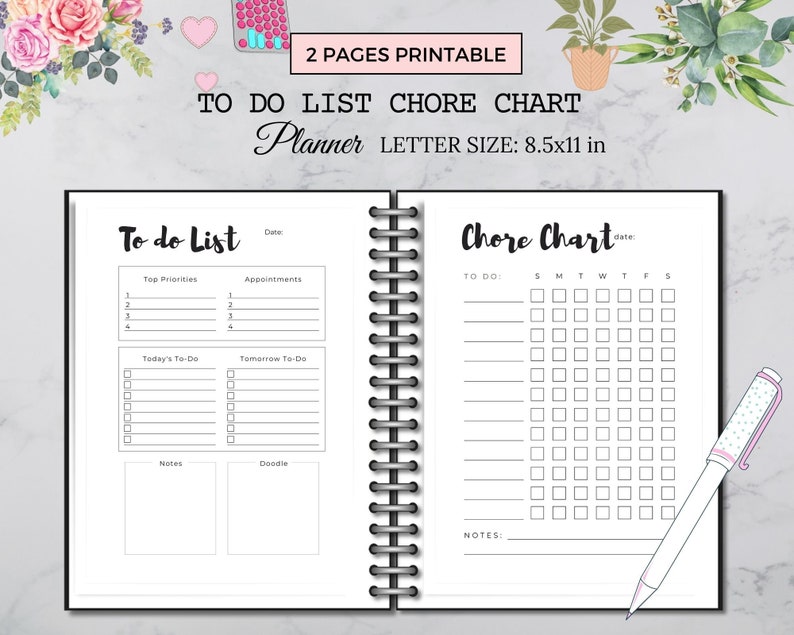 Kids to Do Chore List Daily Task Checklist Planner Time Management ...