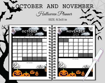 OCTOBER 2022 Calendar Spooky Halloween Printable Calendar - Etsy