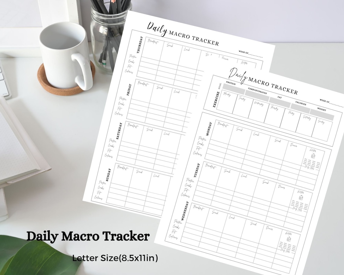 Macro Tracker, Daily Macro Tracker, Weekly Macro Tracking Sheet ...