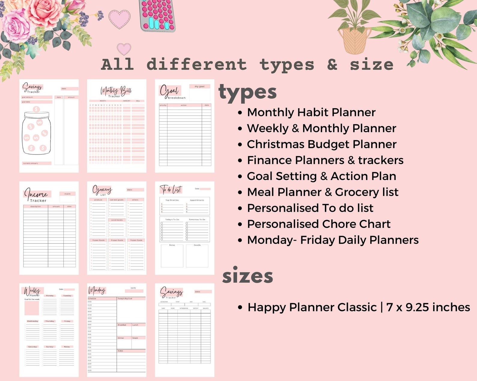 20+ Blush Pink Planner Templates, Productivity Planner Templates, Happy ...