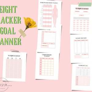Weight Tracker and Goal Planner Bundle, Printable Planner Pages, Diet ...