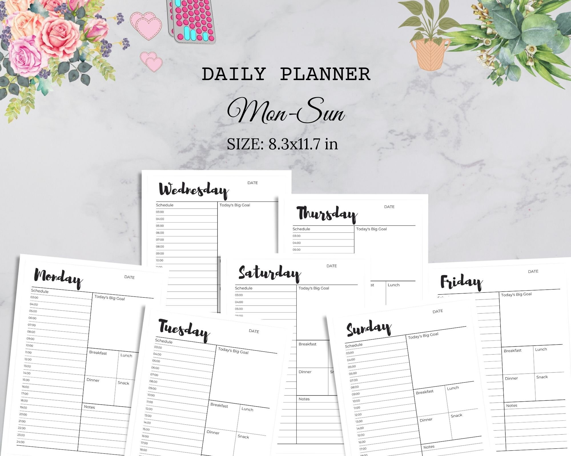 Happy Planner With Hourly Time Slots, Monthly, Weekly & Daily Organizer ...
