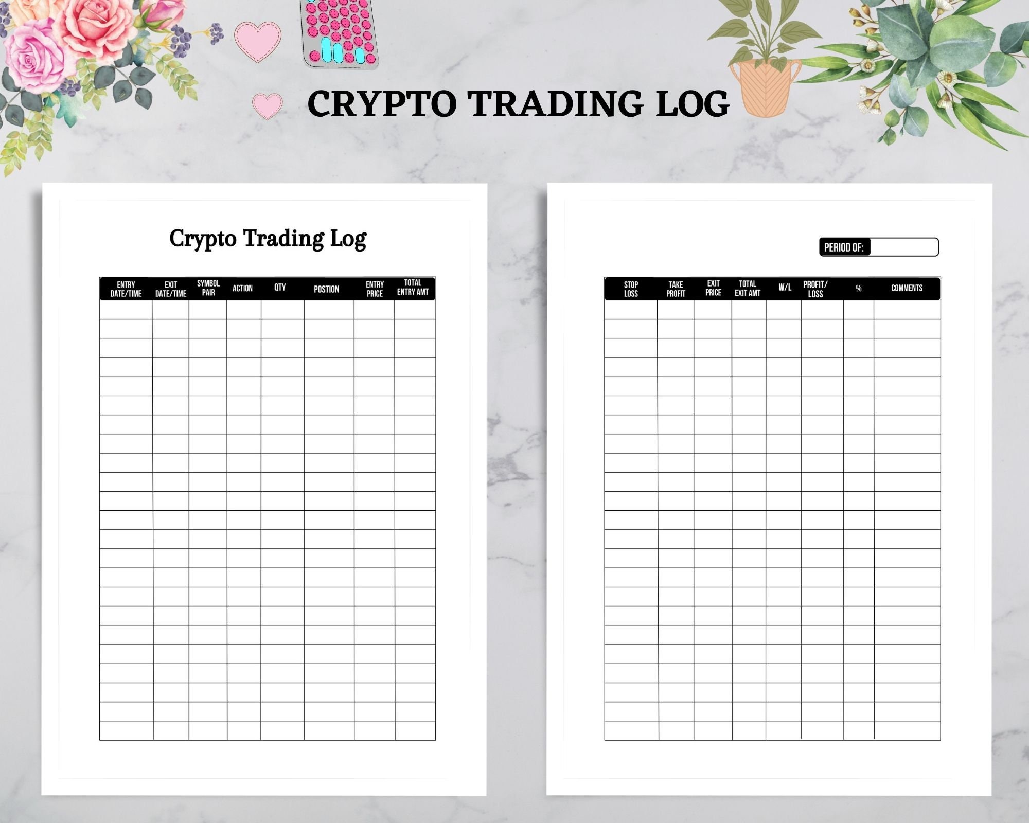 Printable Crypto Trading Journal, Cryptocurrency Purchase Ledger PDF, Crypto Wallet, Crypto ...