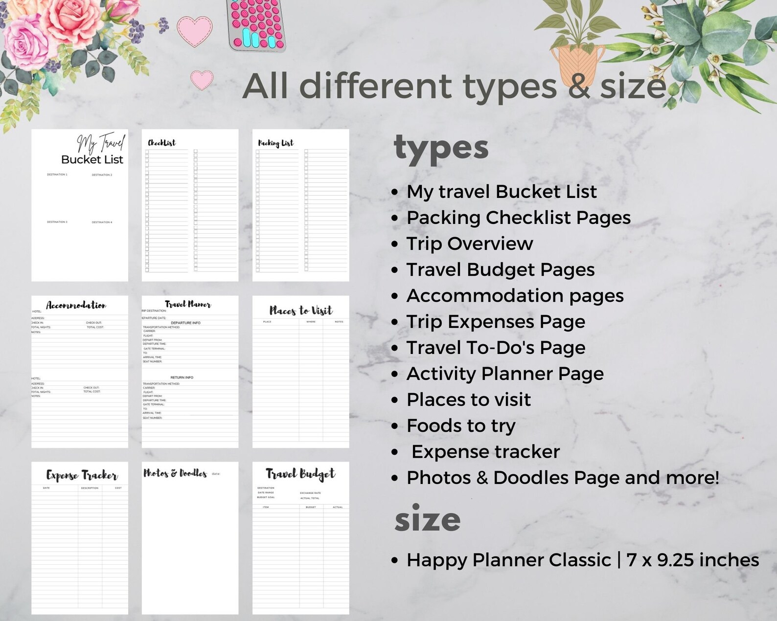 Minimalist Travel Planner Bundle, Classic Trip Organizer, Packing List ...