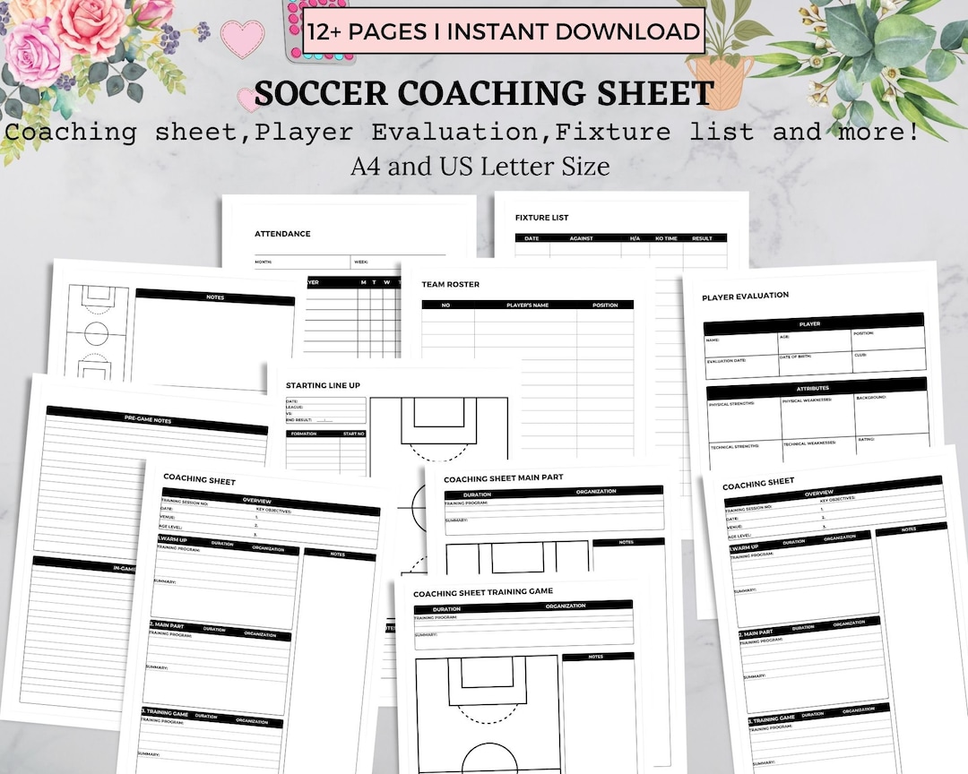 Soccer Coaching Sheet, Soccer Coach Planner, Soccer Practice Plan ...