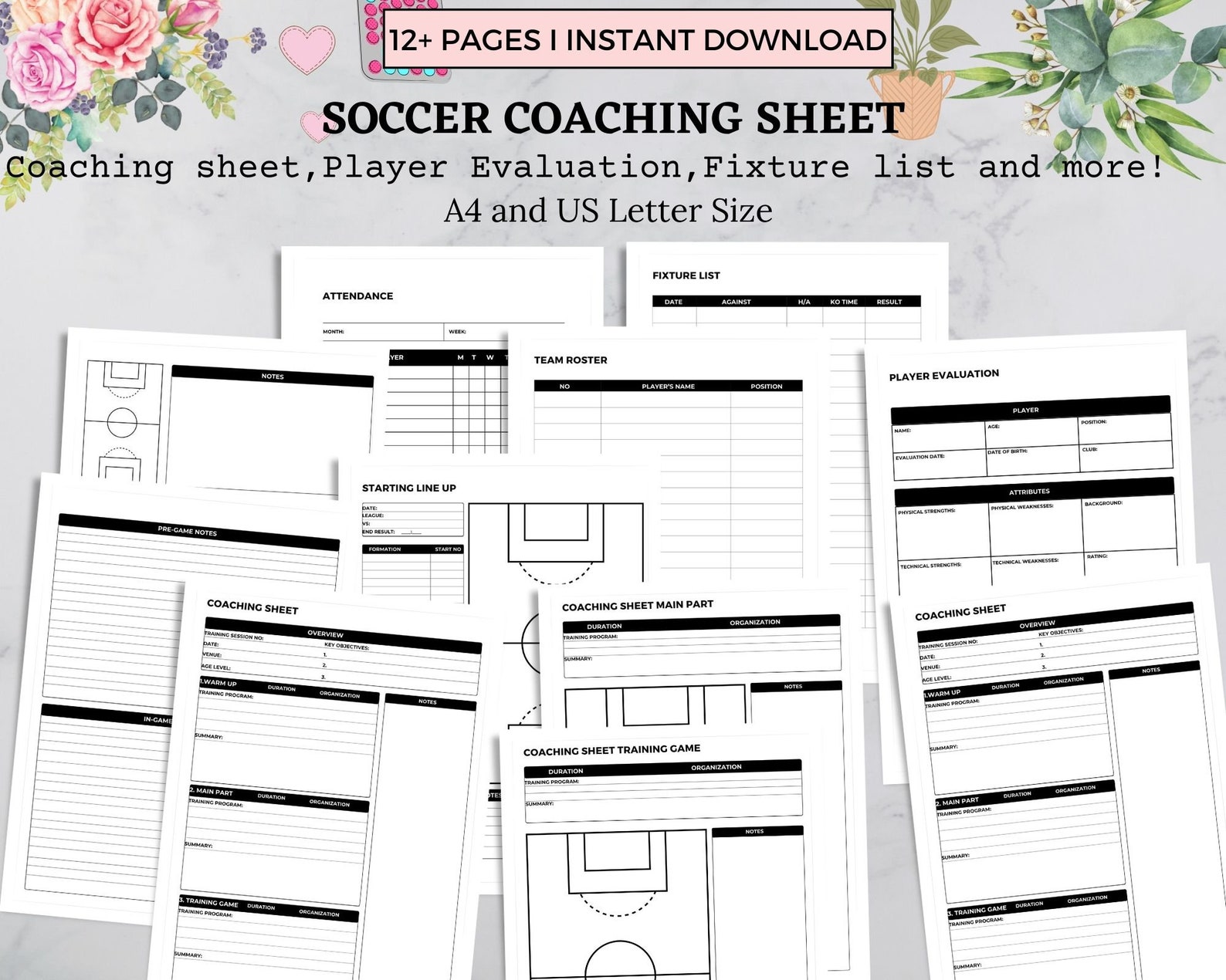 Soccer Coaching Sheet, Soccer Coach Planner, Soccer Practice Plan ...