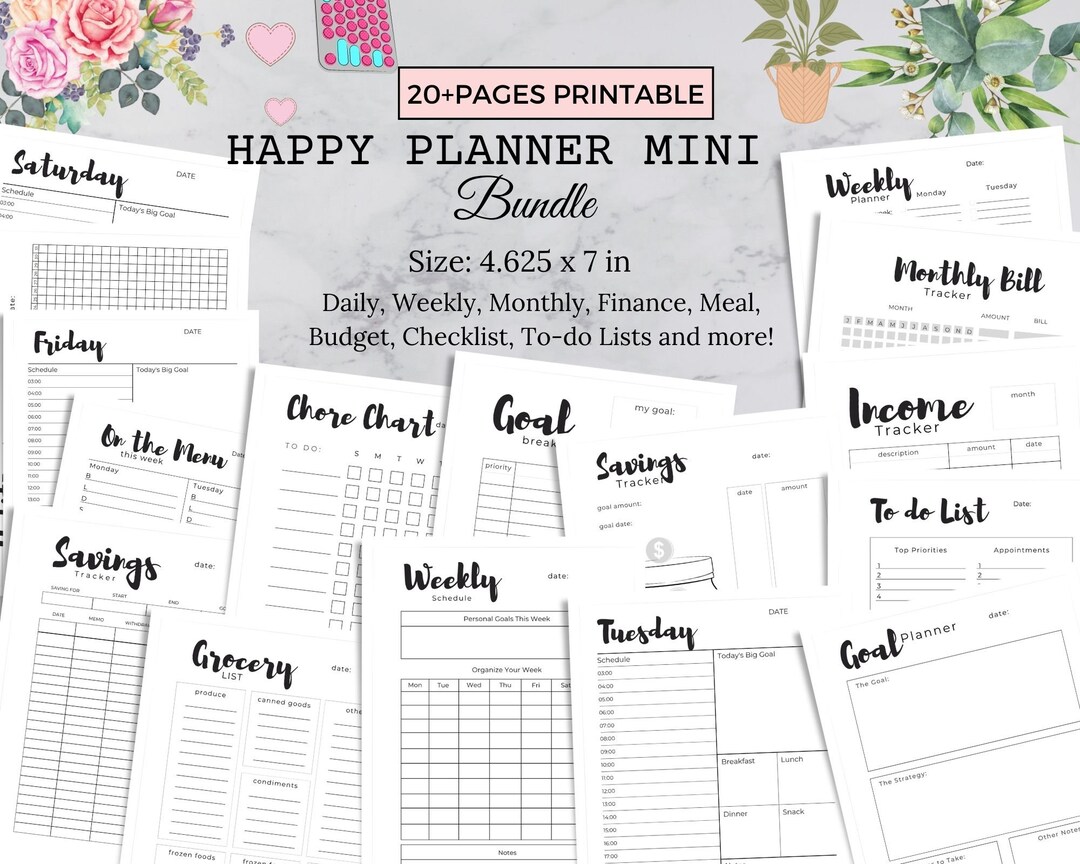 Mini Happy Planner Inserts Bundle, Minimalist Planner (PDF Download) - Etsy