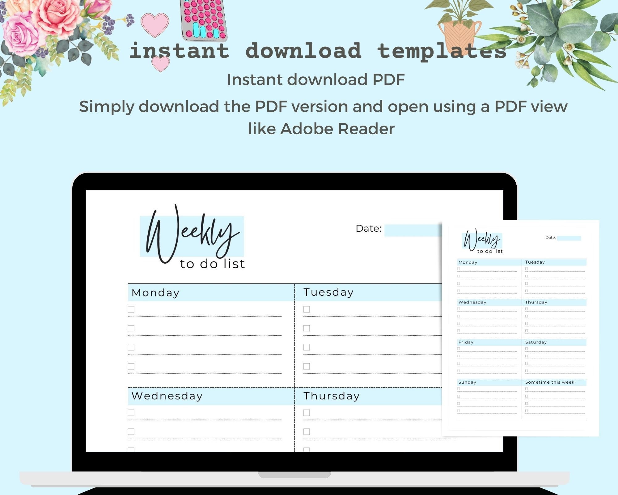 Baby Blue Happy Planner Printable Inserts, Happy Planner Bundle ...