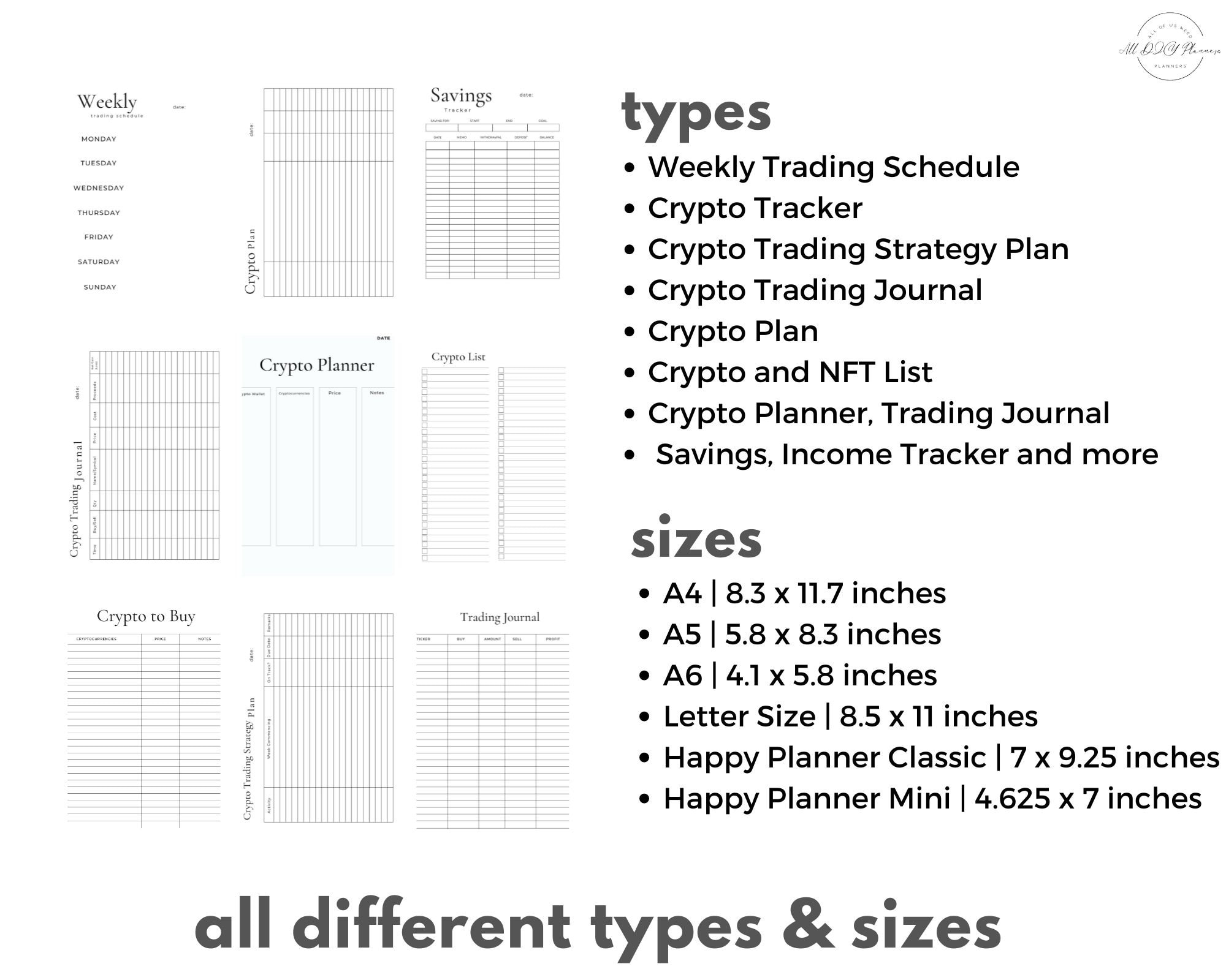 Crypto Planner Bundle, Printable Trading Tracker, Weekly Tracker ...