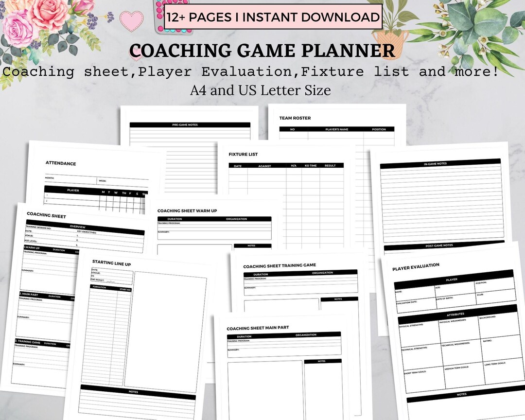 Sport Coaching Sheet, Coaching Planner, Sports Coach Planner, Coach ...
