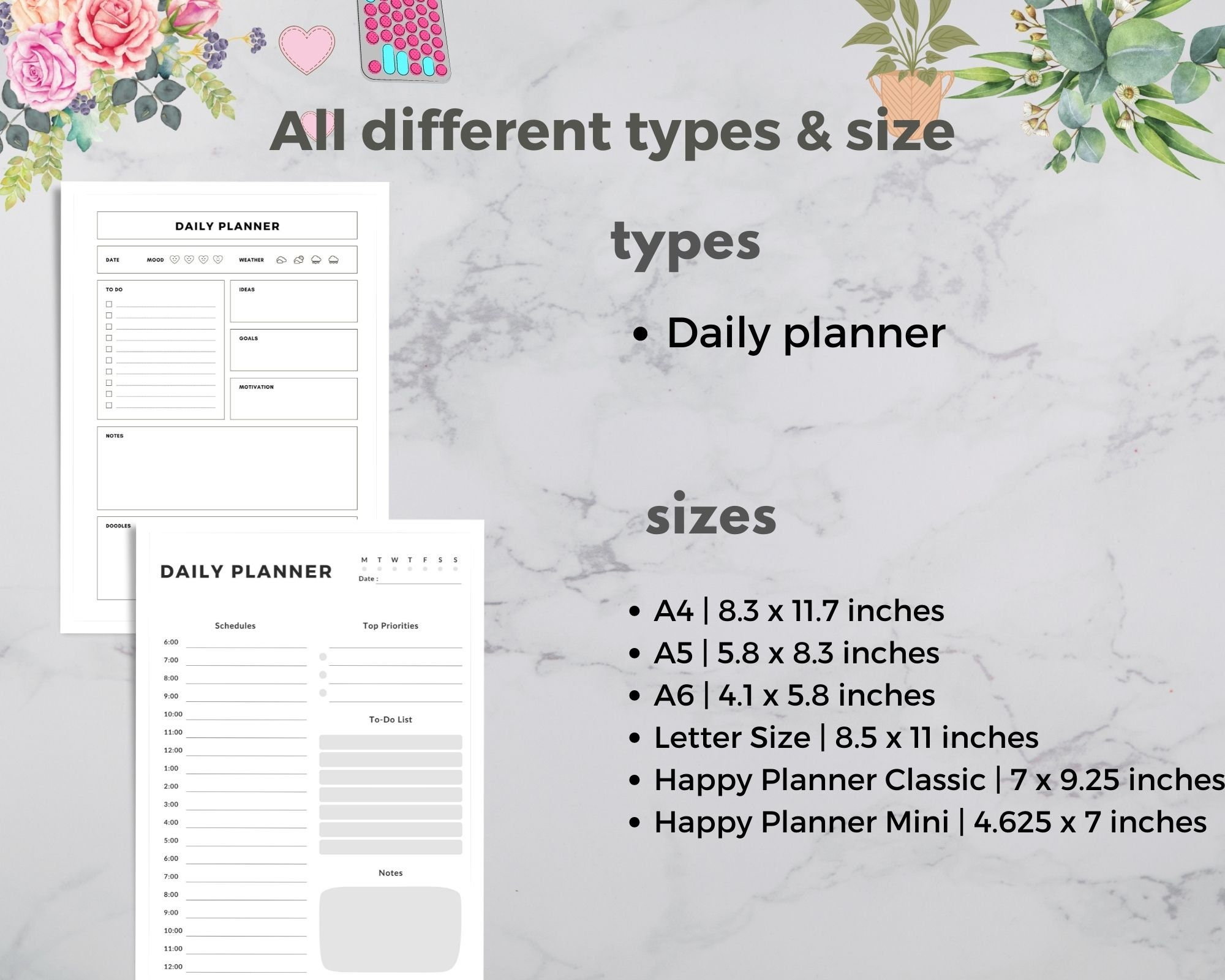 Daily Planner Printable Undated Daily Page Daily Organizer Undated ...