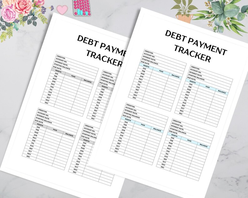 Debt Payment Tracker Printable Money Planner Debt Payment Tracker Debt ...