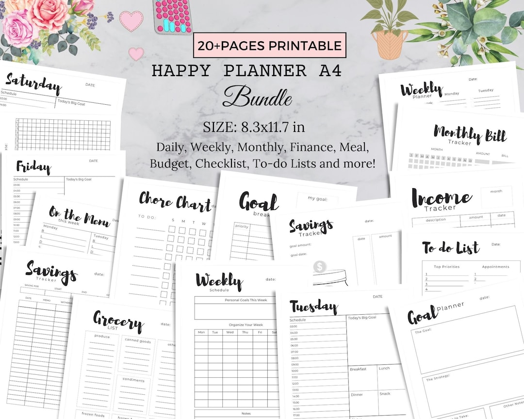 Happy Planner With Hourly Time Slots, Monthly, Weekly & Daily Organizer ...