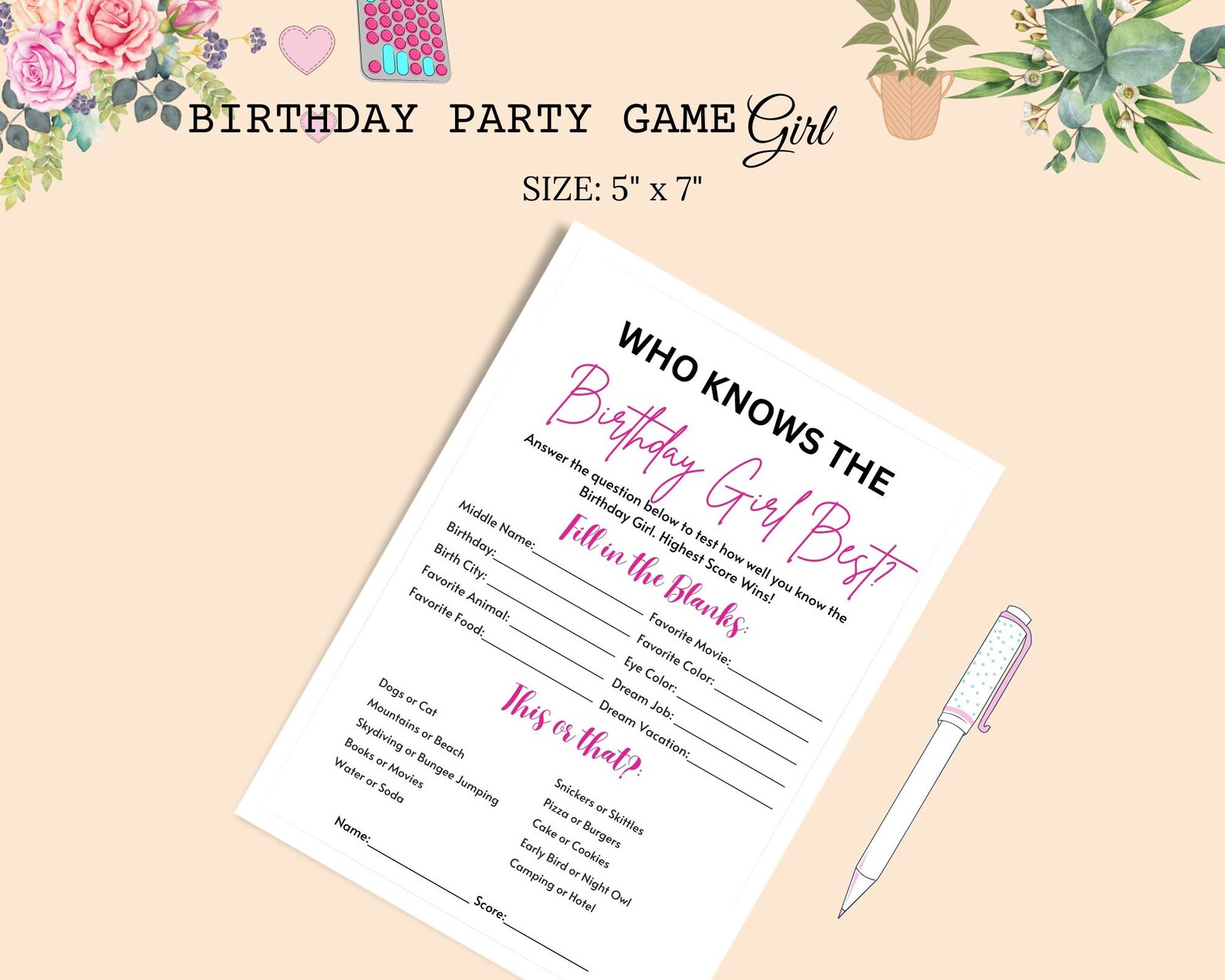 Who Knows the Birthday Girl | Best Game Birthday Party Games Printable ...