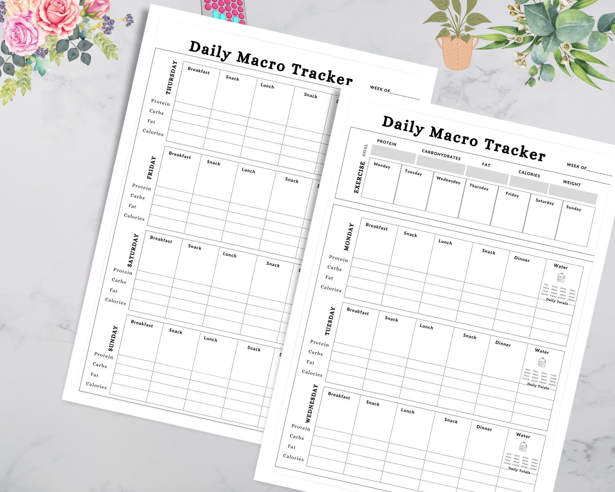 Daily Macro Tracker, Weekly Macro Tracking Sheet, Macro Tracker ...