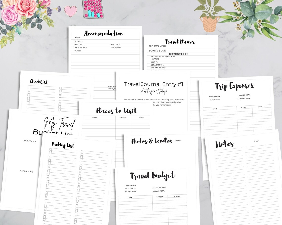 Minimalist Travel Planner, Printable Travel Planner, Planner Insert ...
