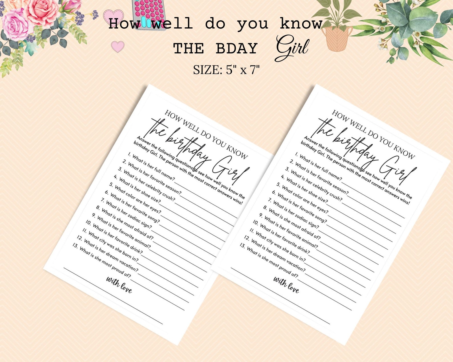 Who Knows the Birthday Girl Best Game Printable How Well Do You Know ...