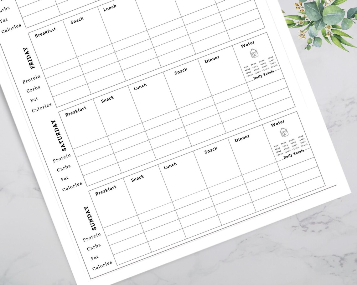 Daily Macro Tracker, Weekly Macro Tracking Sheet, Macro Tracker ...