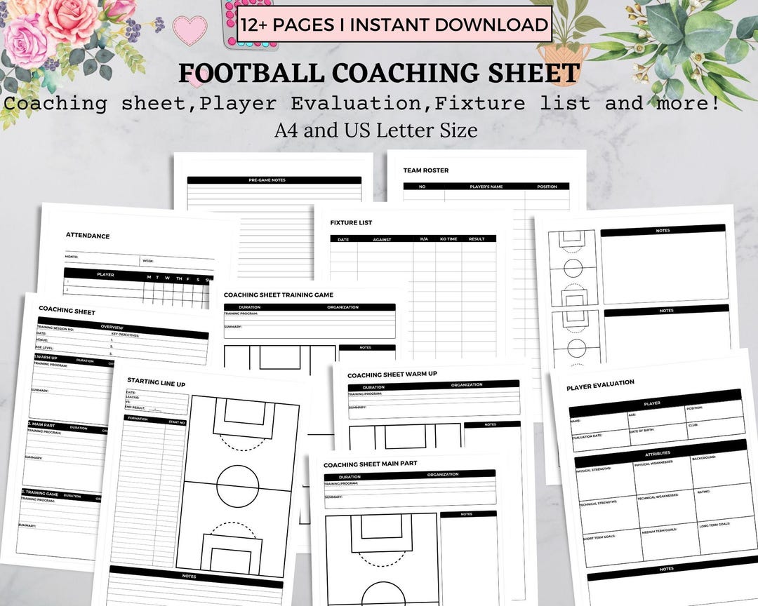 Football Coach Planner, Football Coaching Sheet, Football Planner ...