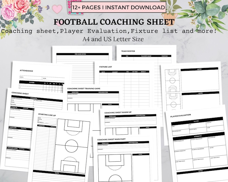 Football Coach Planner, Football Coaching Sheet, Football Planner ...
