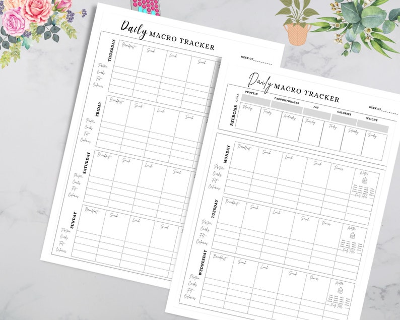 Macro Tracker, Daily Macro Tracker, Weekly Macro Tracking Sheet ...