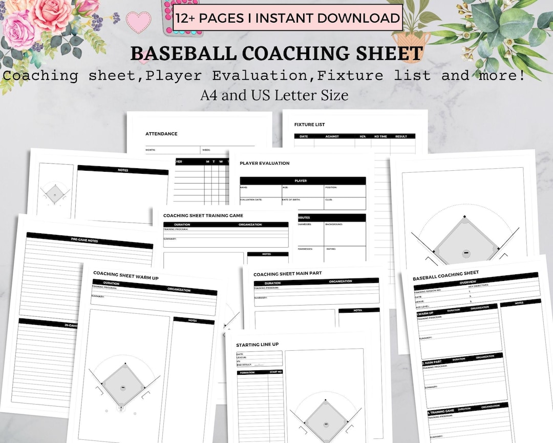 Ultimate Baseball Coach Planner, Baseball Coaching Sheet, Baseball ...